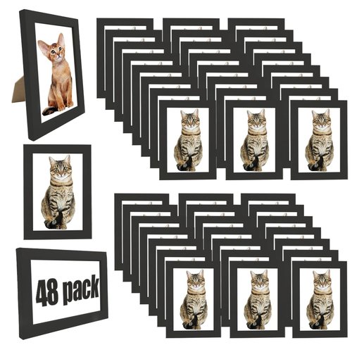 WHEATHUSK Set of 48 Picture Frames 5x7 Bulk Black Photo Frame 5 x 7 Ga ...