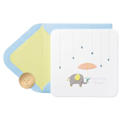 Papyrus Baby Shower Card Gender Neutral (Elephant with Umbrella ...