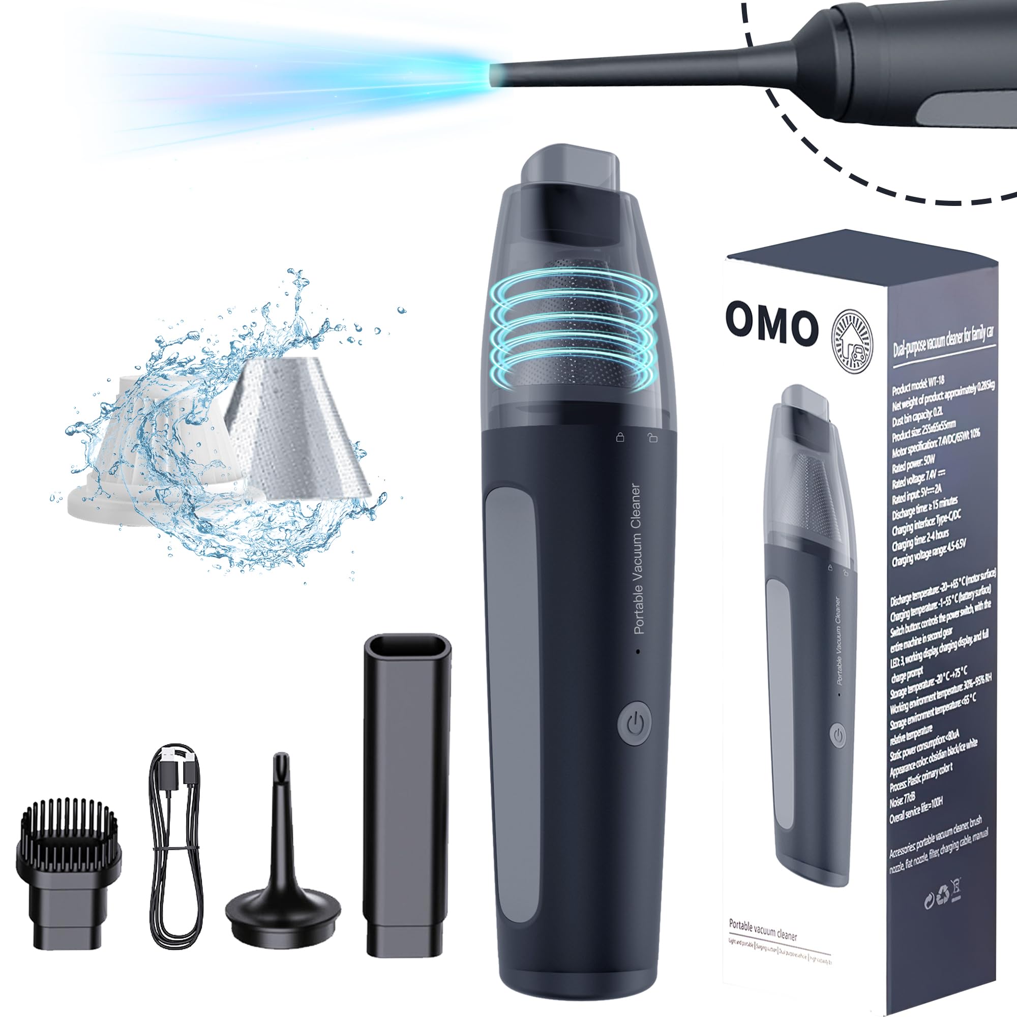 OMO Handheld Vacuum, 13000PA Portable Cordless Car Vacuum Cleaner, Suc ...