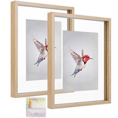 MUYE 11x14 Floating Frame Set of 2,Double Glass Rustic Frame,Display A ...